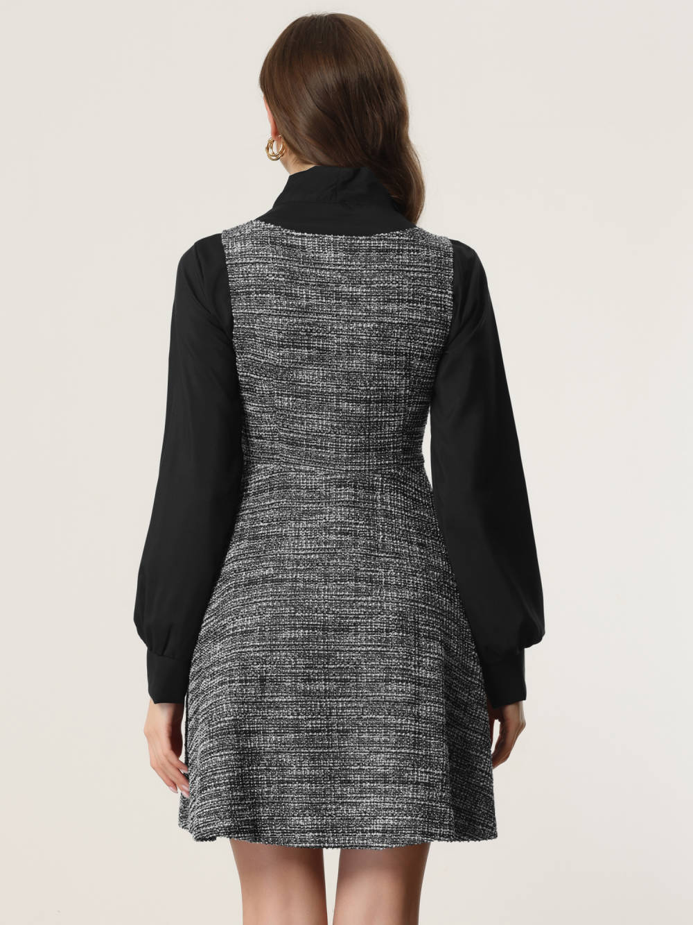 Allegra K - Robe en tweed à carreaux sans manches et ligne A - Rwco