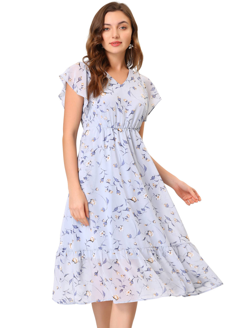 Allegra K- Robe de cocktail mi-longue à empiècements en maille et épaules dénudées - Rwco