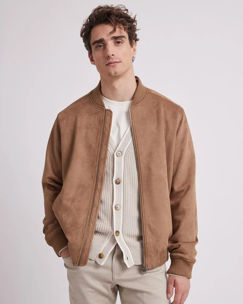 Faux Suede Bomber Jacket | RW&CO.
