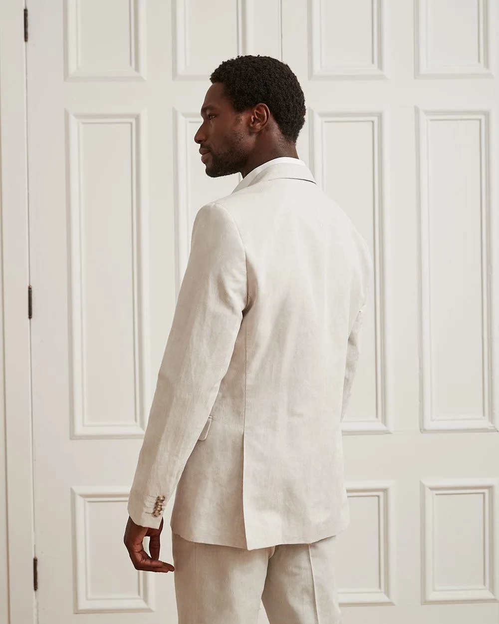 Tailored Fit Light Beige Linen-Blend Suit Blazer | RW&CO.