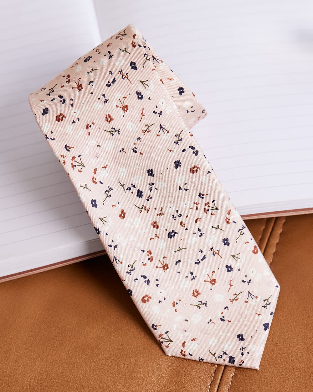 Pink Regular Tie with Floral Pattern | RW&CO.