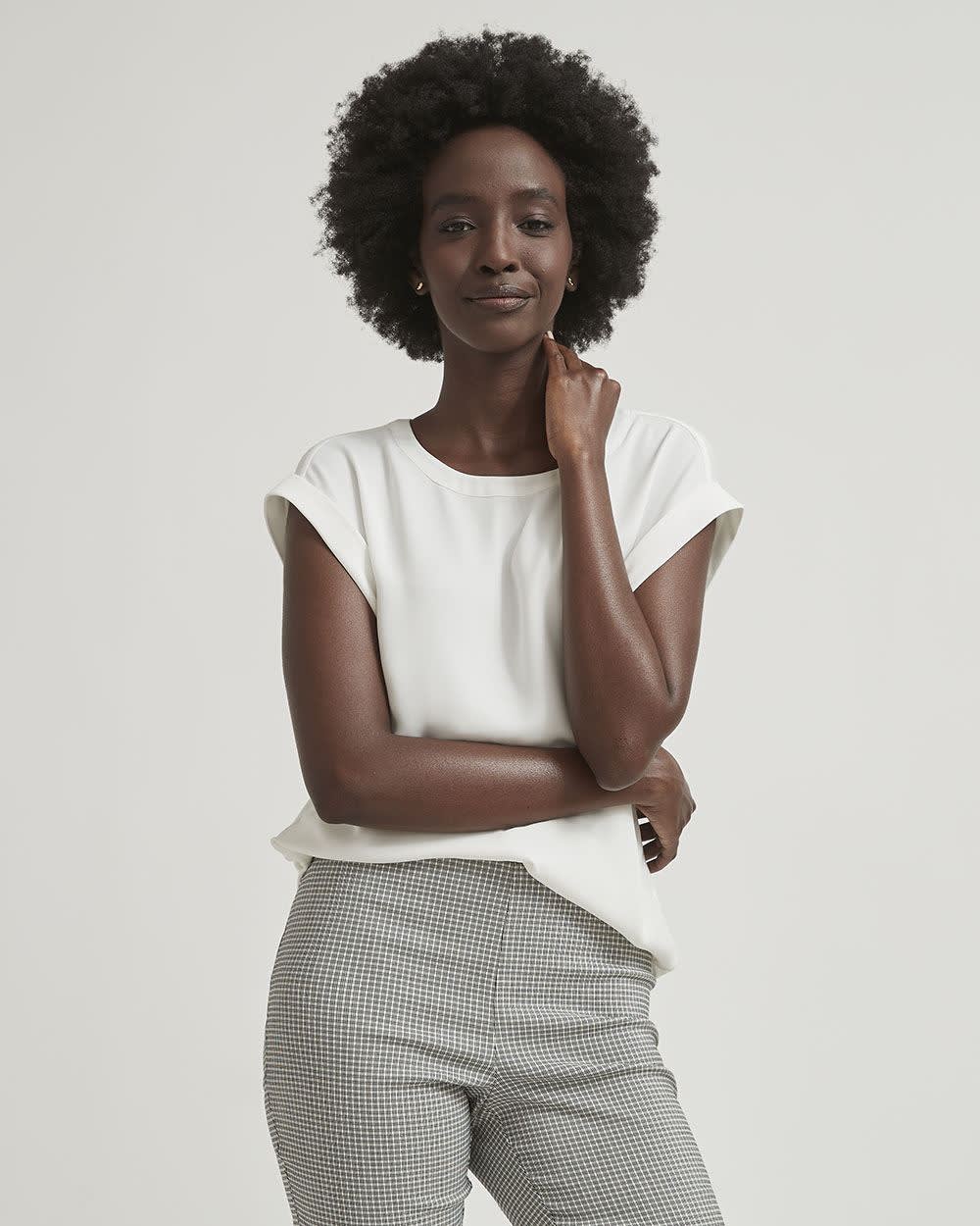 Mix-Media Extended-Sleeve Crew-Neck T-Shirt | RW&CO.