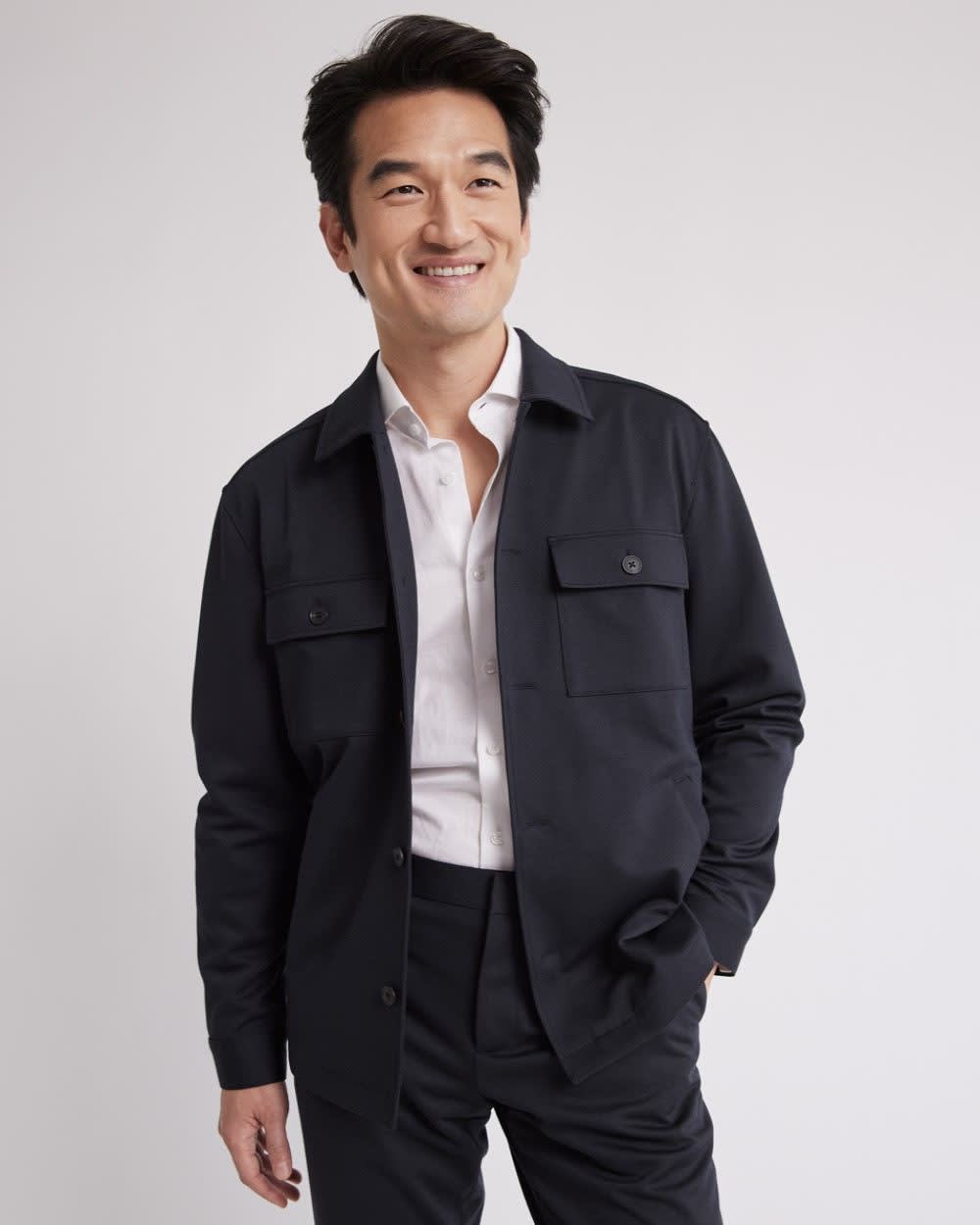Navy Shacket with Chest Pockets | RW&CO.