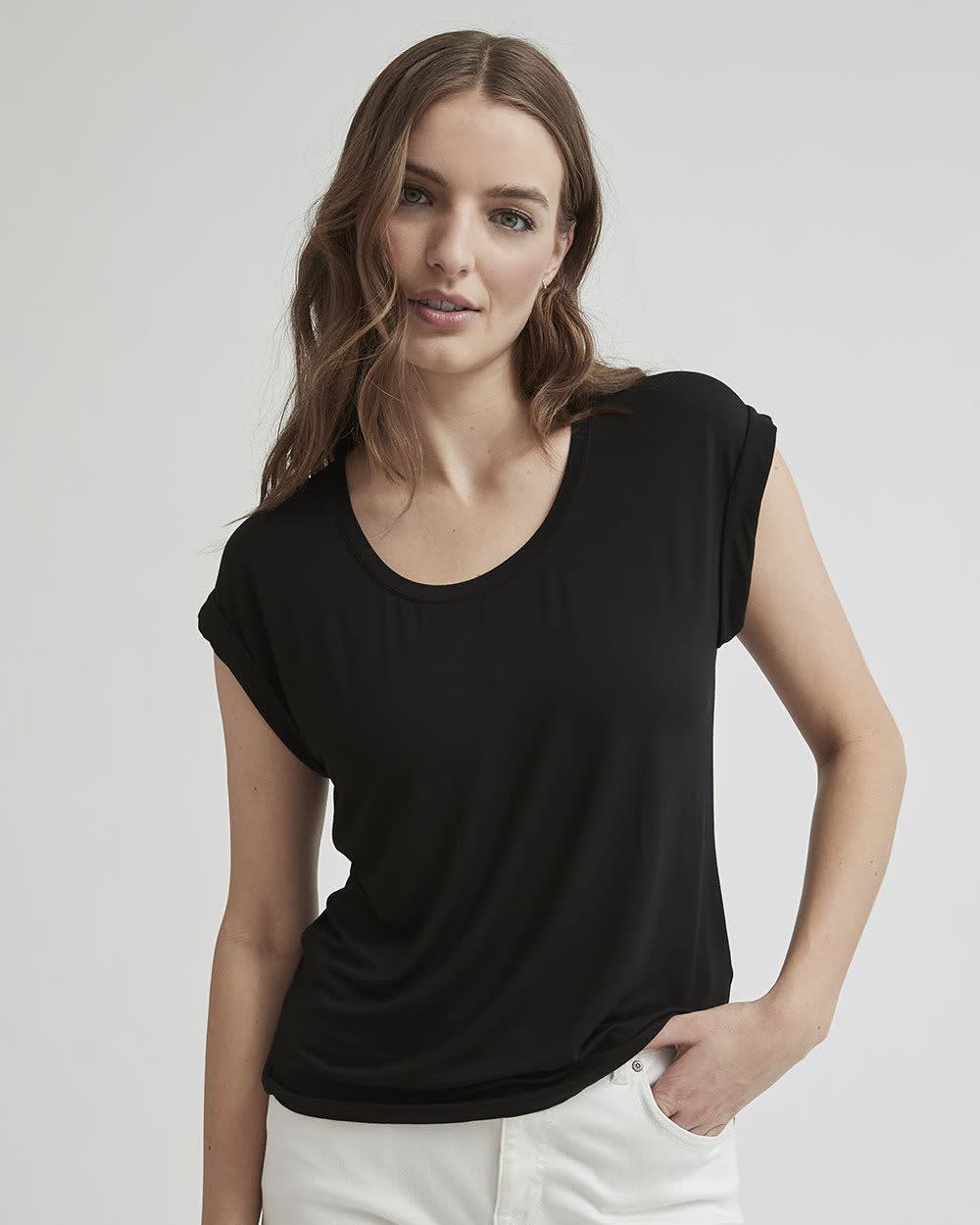 Extended Shoulder Scoop-Neck T-Shirt | RW&CO.