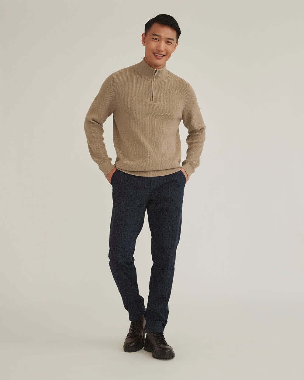 Ribbed Half-Zip Mock-Neck Sweater | RW&CO.