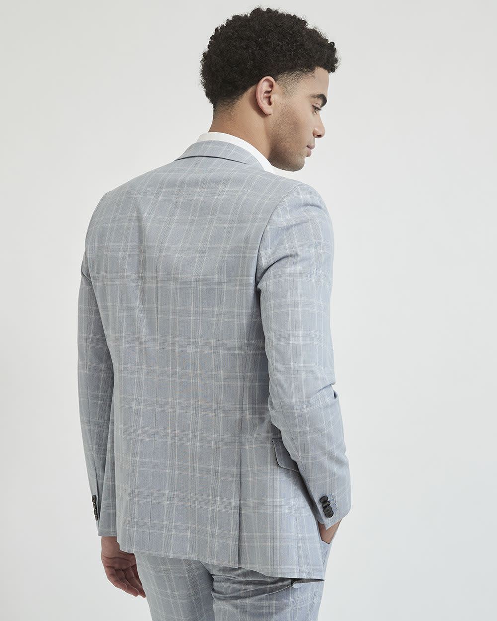 Slim Fit Stretch Light Blue Glen Checkered Suit Blazer | RW&CO.