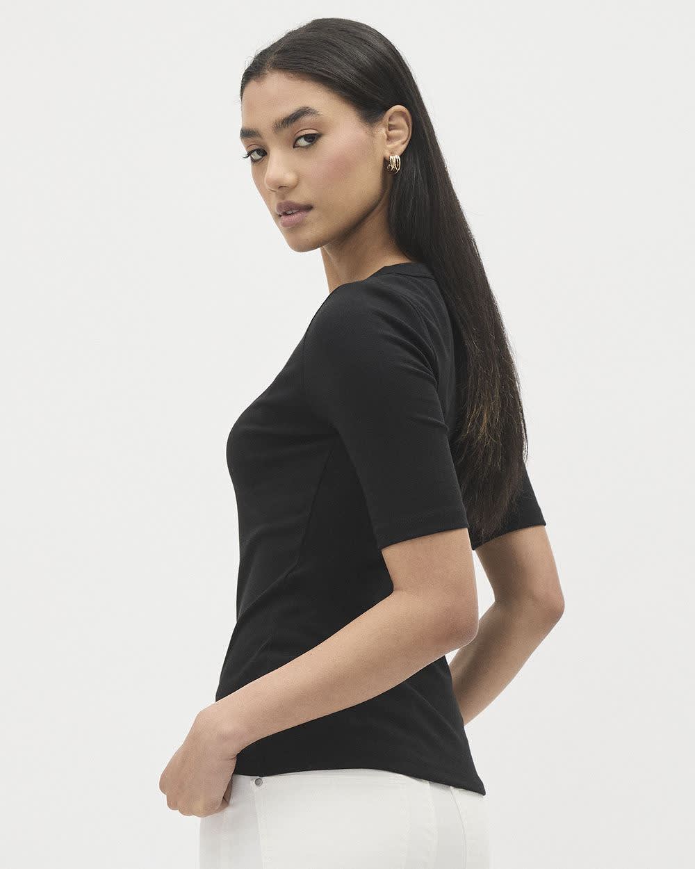 Elbow-Sleeve Crew-Neck Fitted Tee | RW&CO.