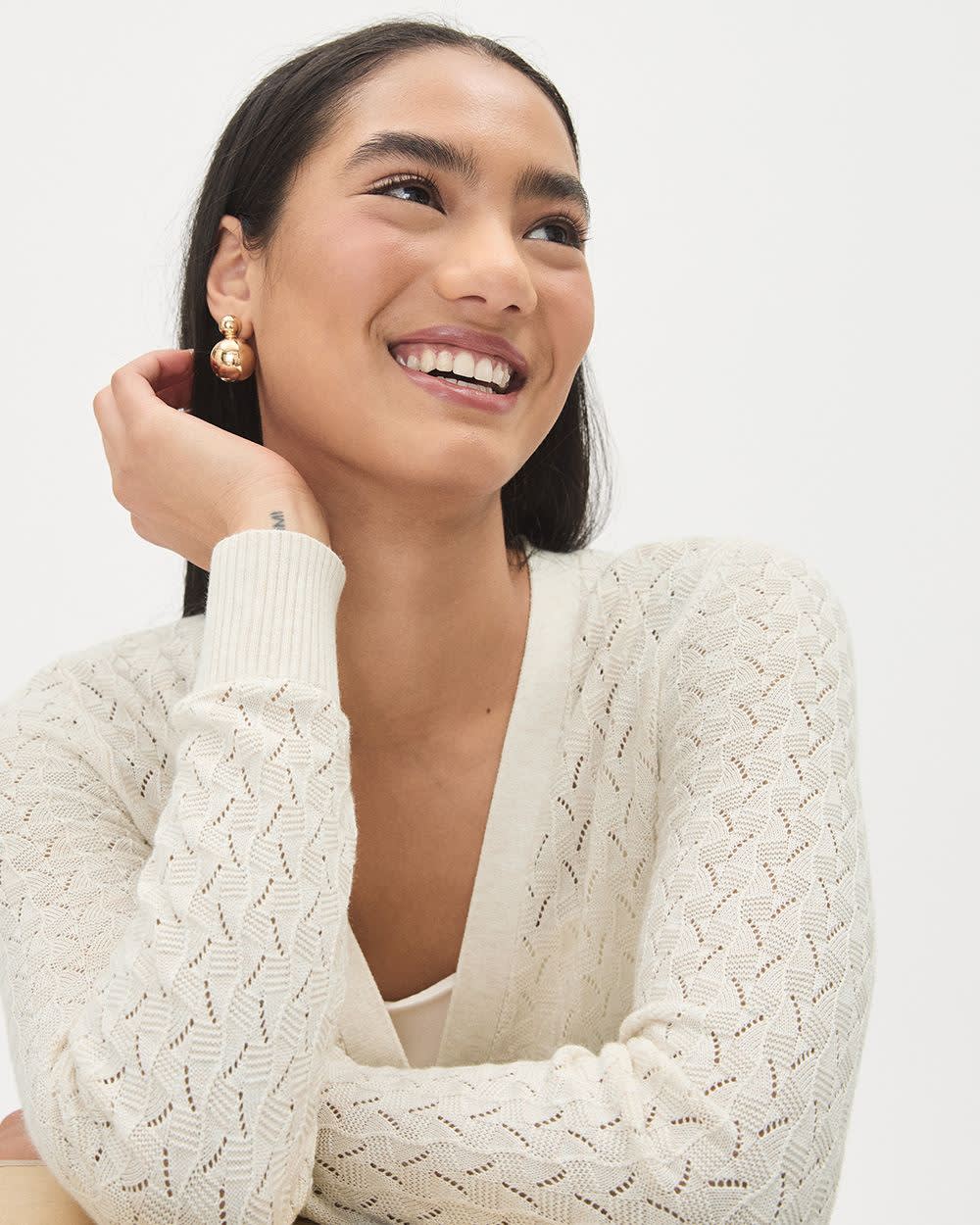 Fancy Stitch Long-Sleeve Cardigan | RW&CO.