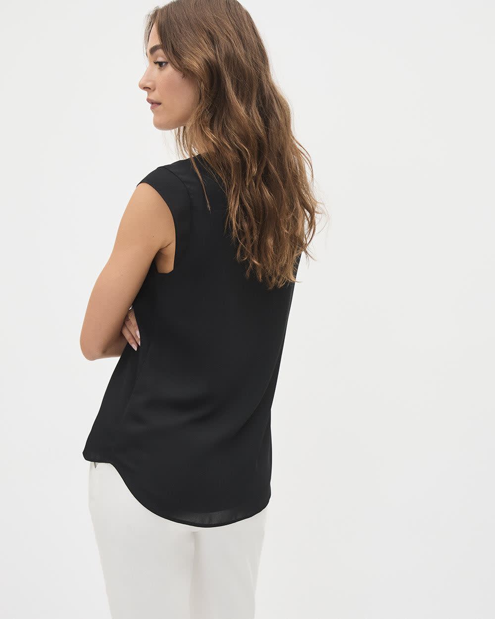 Basic Silky Crepe Cap Sleeve Blouse | RW&CO.